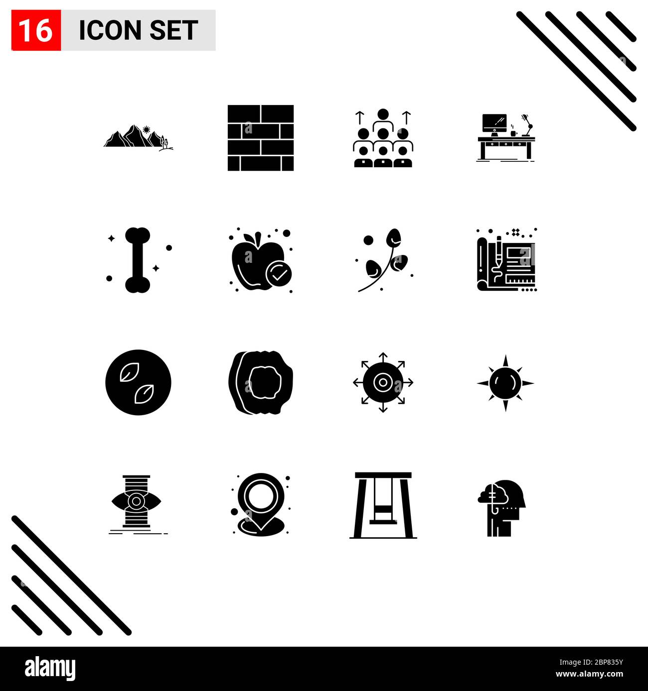 Stock Vector Icon Pack of 16 Line Signs and Symbols for workplace ...