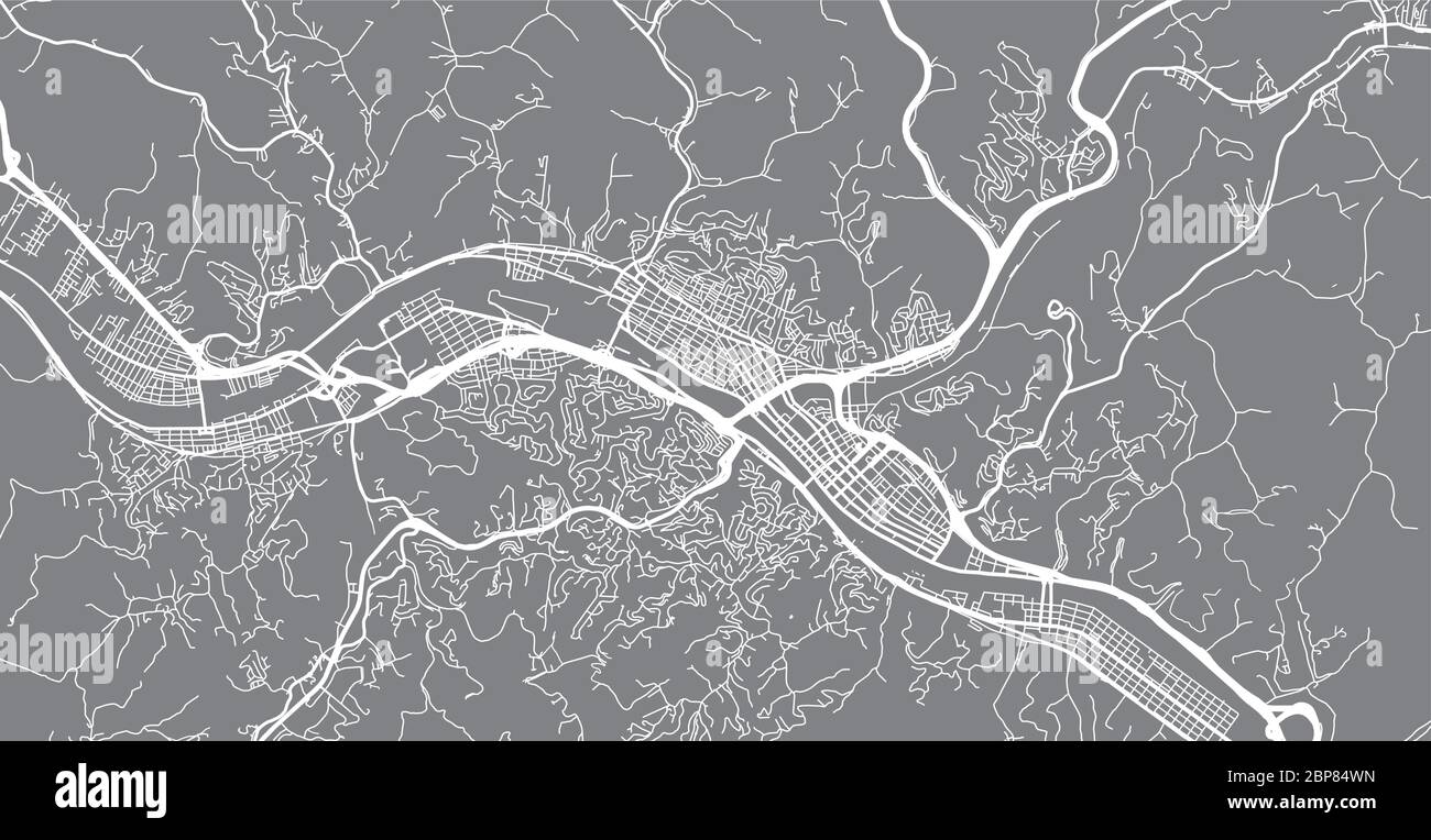 Urban vector city map of Charleston, USA. West Virginia state capital ...