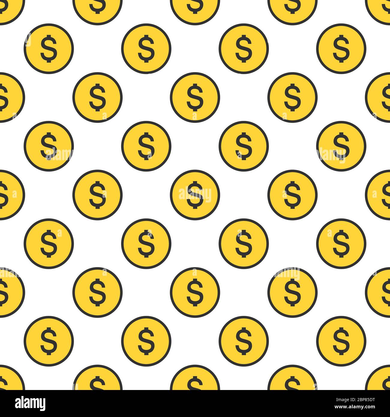 Round dollar sign coins seamless pattern, business and finance, return ...