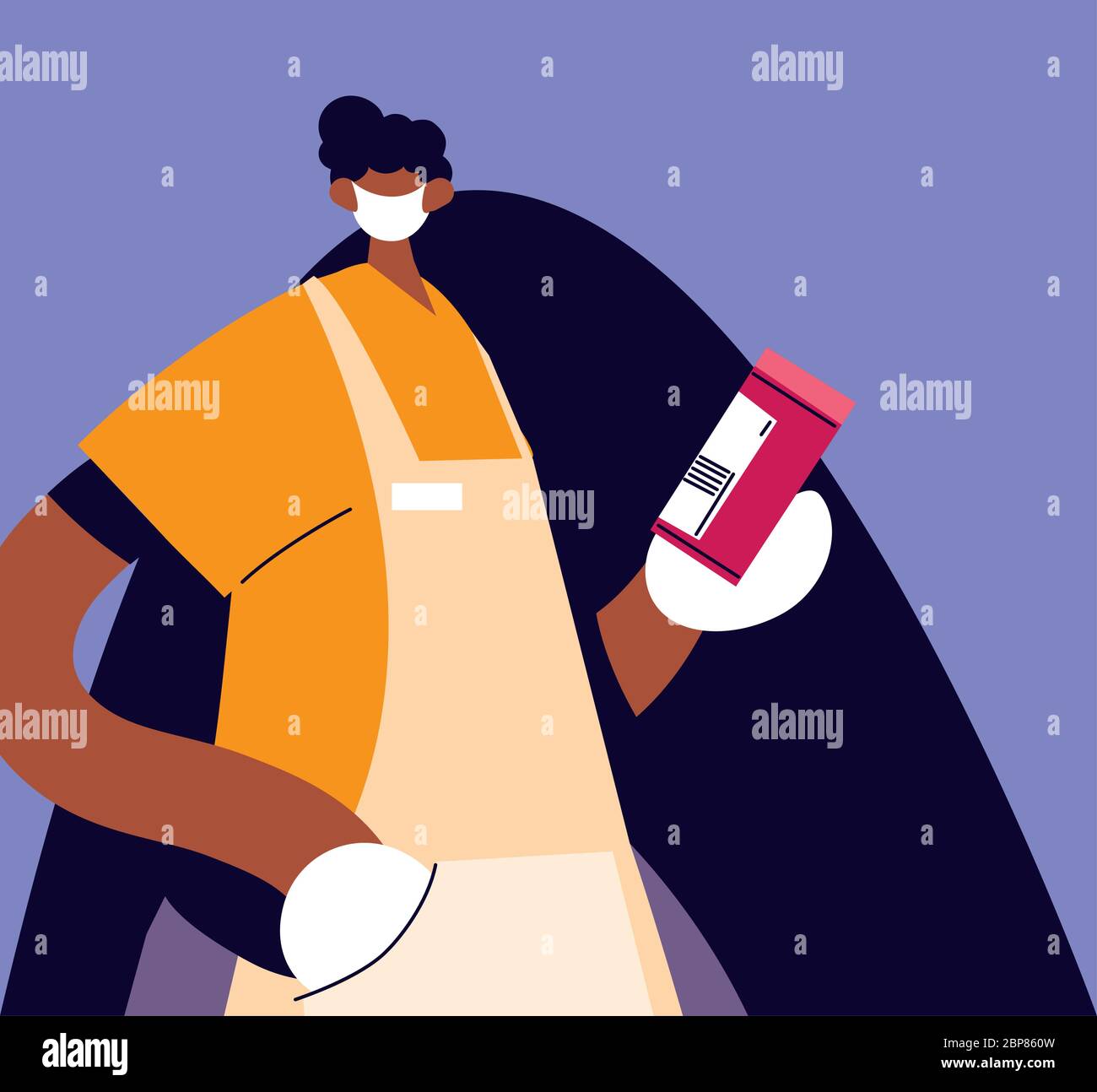 Waitress at work with mask Stock Vector Images - Alamy