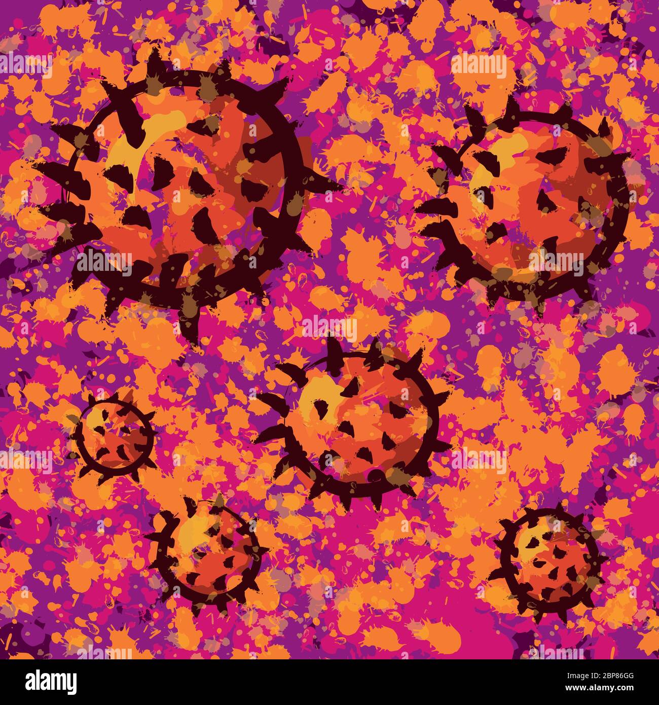 abstract background with virus, hand drawn vector illustration Stock ...