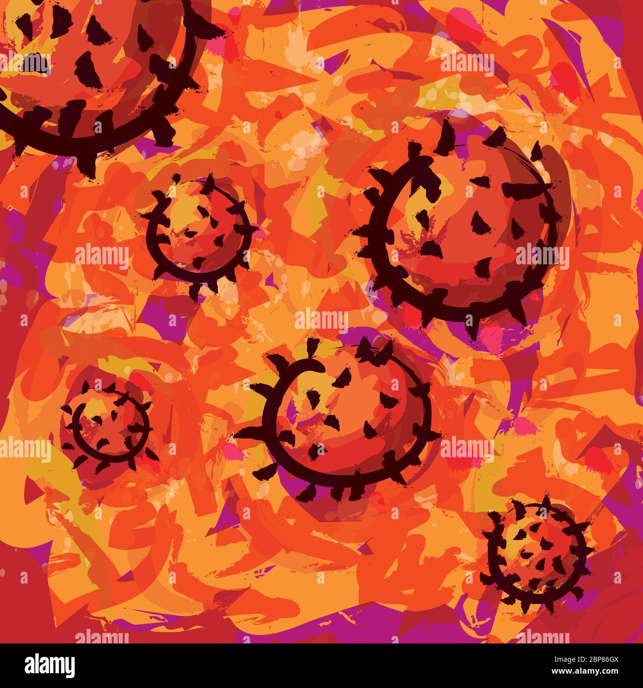 abstract background with virus, hand drawn vector illustration Stock ...