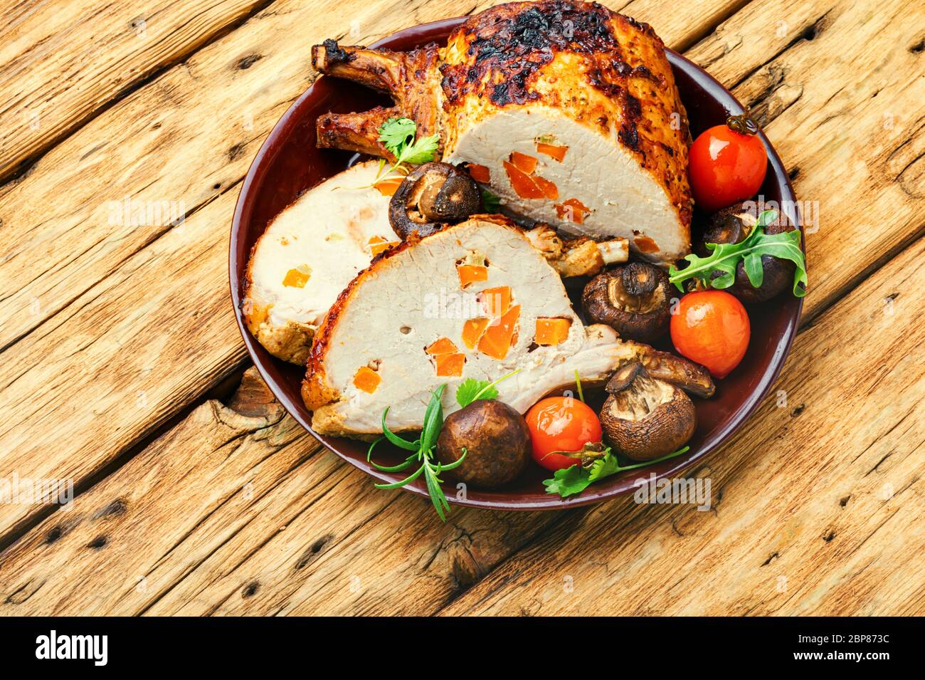 Pork loin or roasted rack of pork with vegetable Stock Photo - Alamy