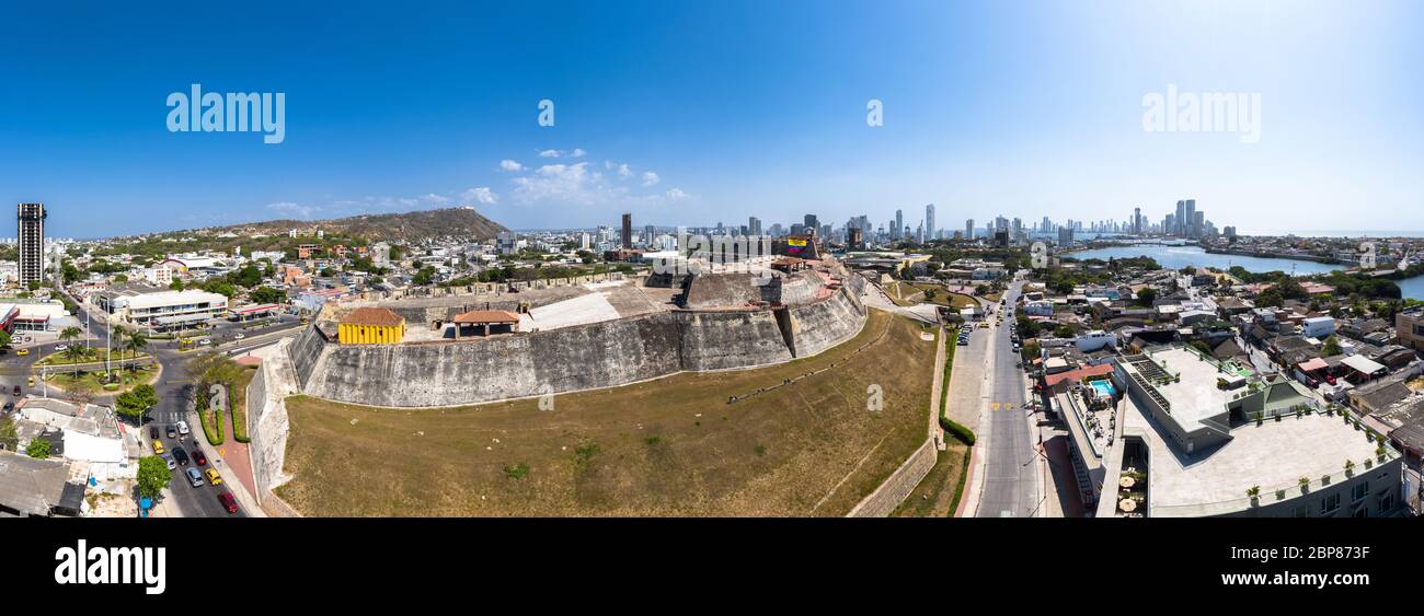Aerial panoramic view of the San Felipe de Barajas Castle, Cartagena ...