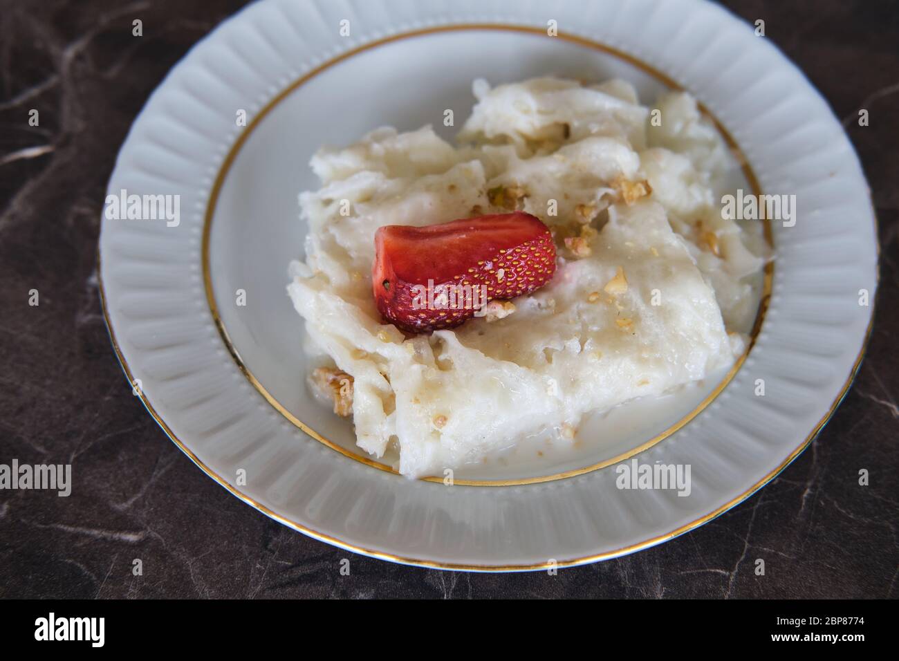 Traditional Turkish Ramadan Dessert Gullac . It is made with gullac ...