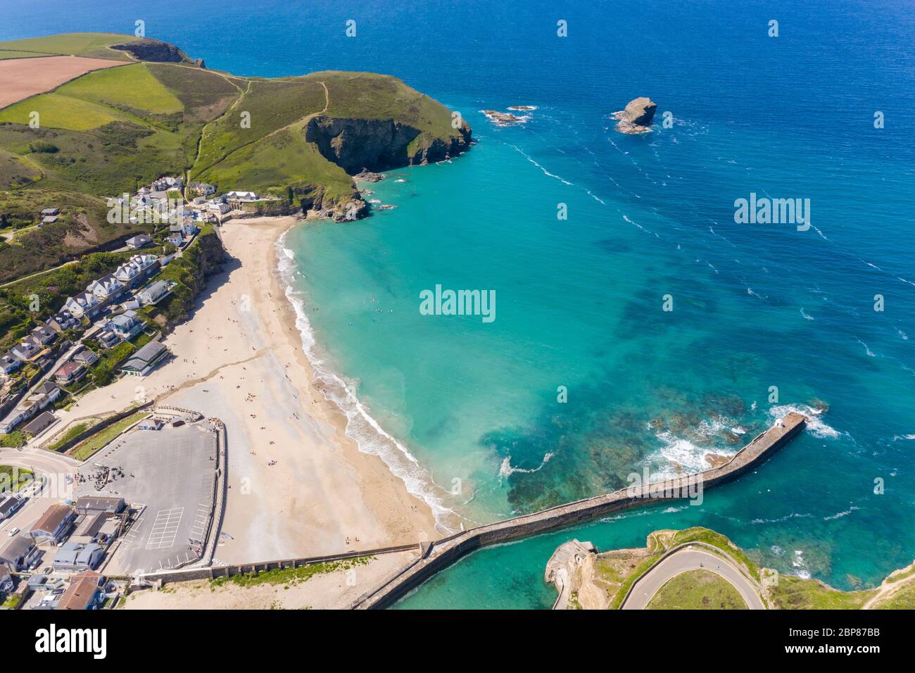Aerial photograph of Portreath Beach, Cornwall, England Stock Photo - Alamy