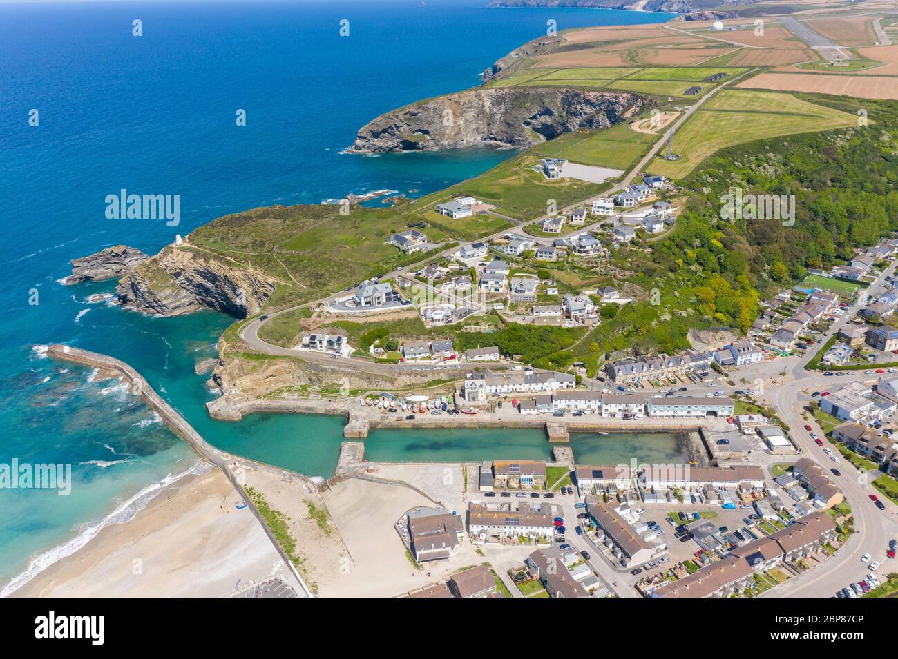 Aerial photograph of Portreath Beach, Cornwall, England Stock Photo - Alamy