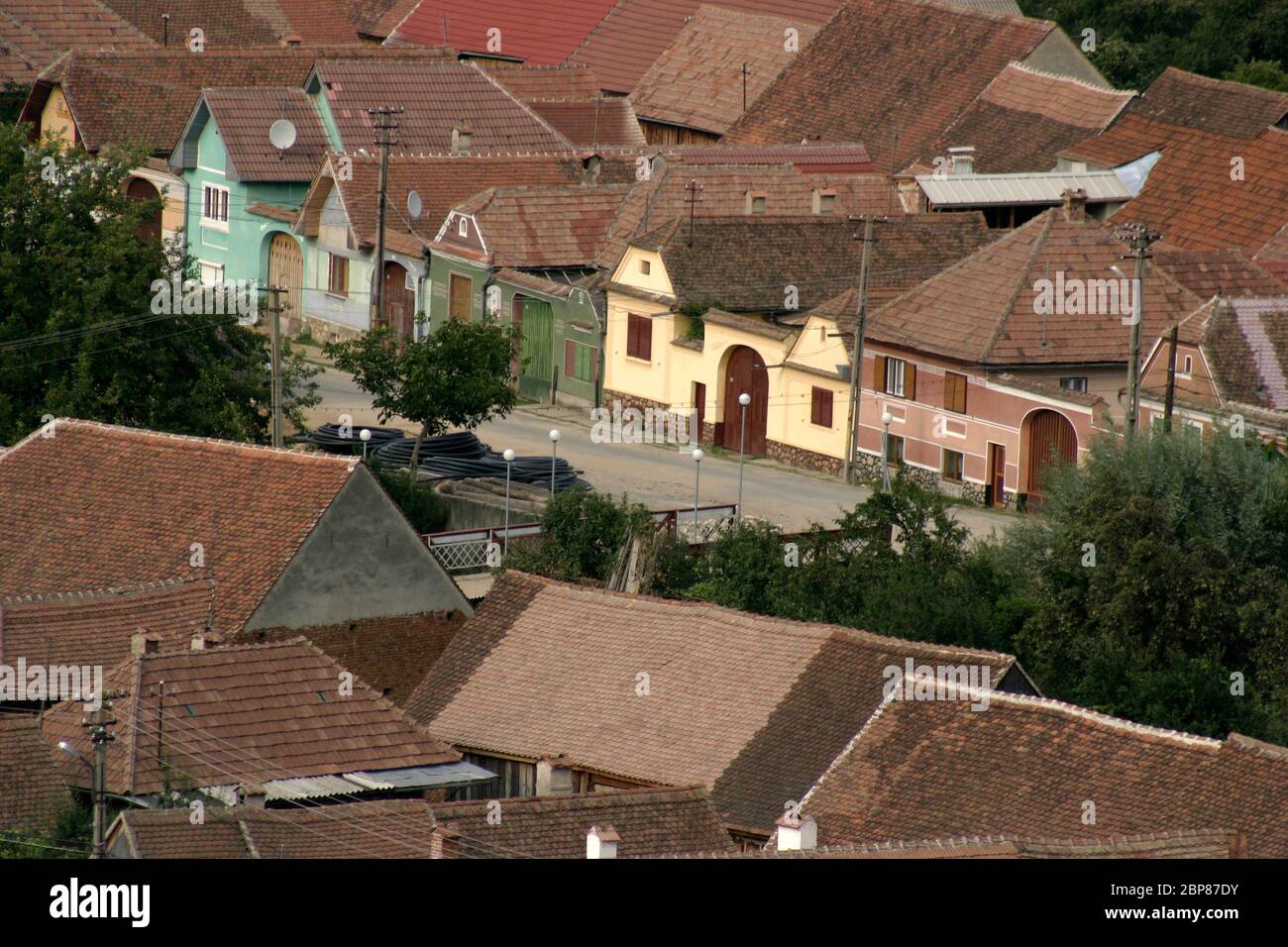 Sibiu County, Transylvania, Romania. Old adjoining traditional Saxon ...