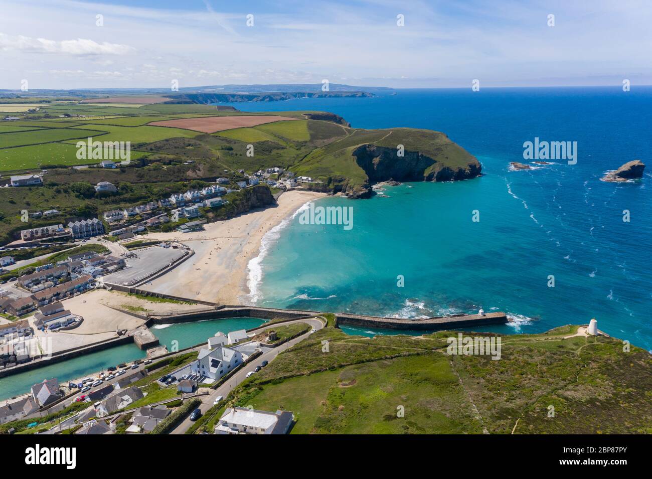 Aerial photograph of Portreath Beach, Cornwall, England Stock Photo - Alamy