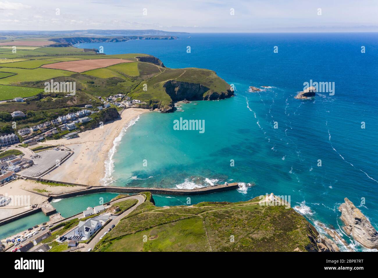 Aerial photograph of Portreath Beach, Cornwall, England Stock Photo - Alamy