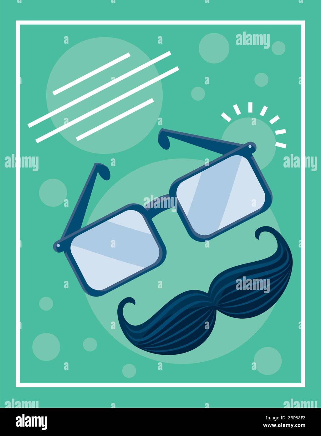 fathers day card template with mustache vector illustration design ...