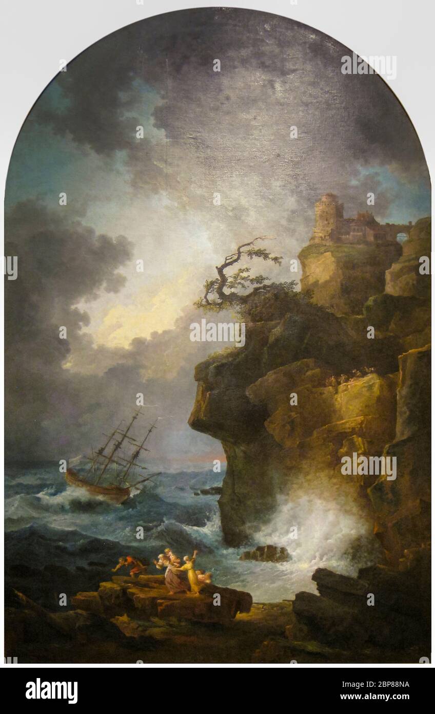 Hubert Robert, The Shipwreck, landscape painting, 1780-1790 Stock Photo ...