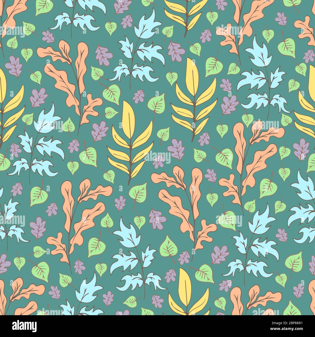 Tree foliage, branches shrubs, branches and leaves seamless pattern ...