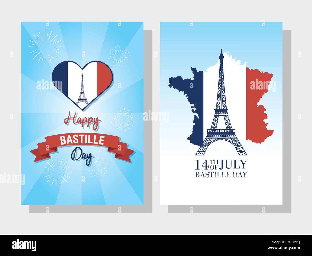 bastille day celebration with tower eiffel and flag Stock Vector Image ...