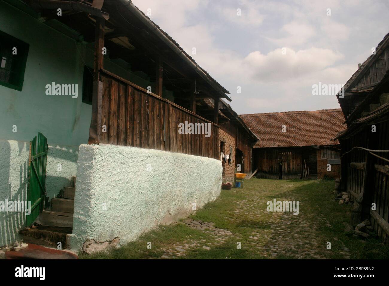 Sibiu County, Transylvania, Romania. Interior courtyard of an old ...