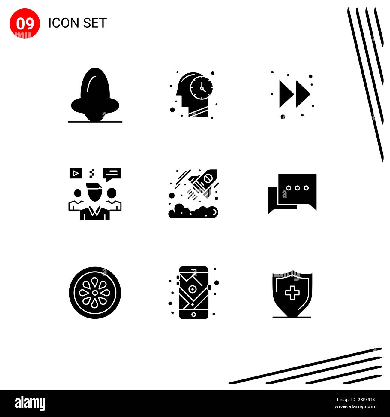 9 User Interface Solid Glyph Pack of modern Signs and Symbols of ...