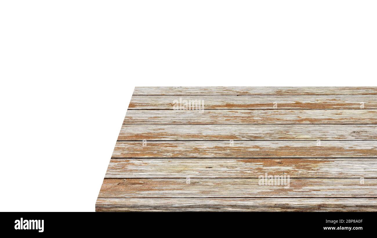 Perspective of wooden or log table corner from top view isolated on ...