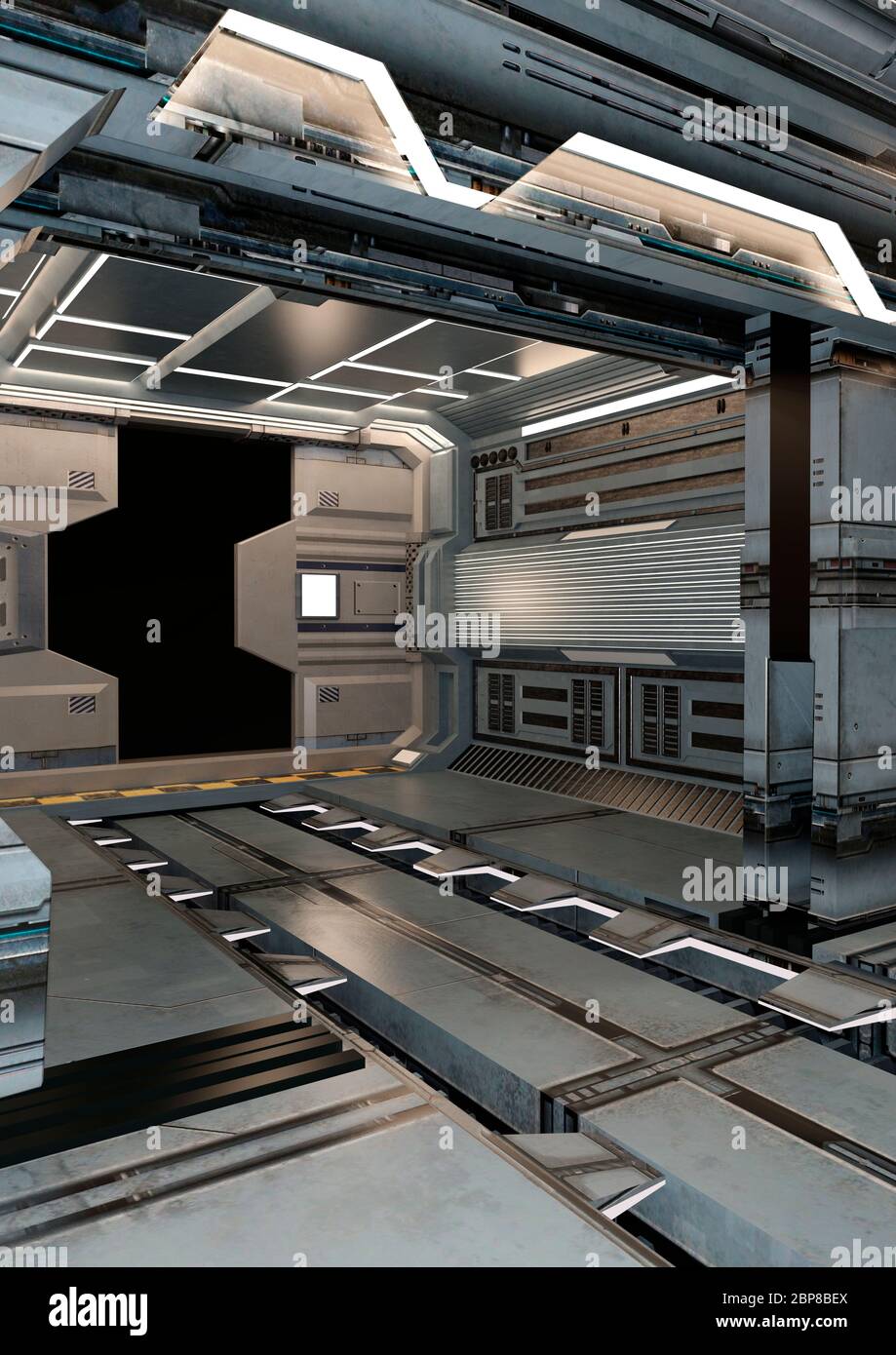 3D rendering of a science fiction space ship entrance Stock Photo - Alamy