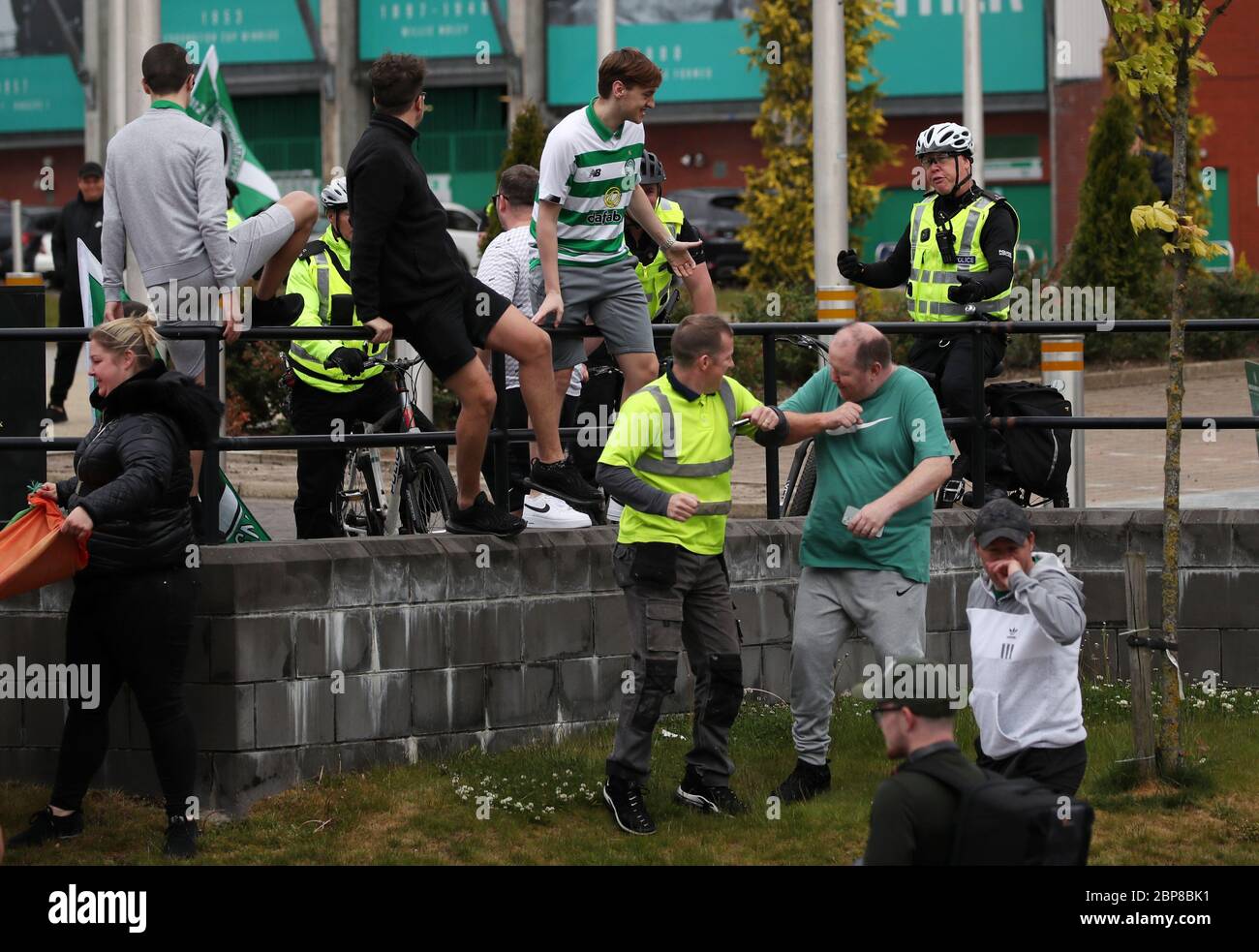 Celtic fans celebrate outside Celtic Park after Celtic were crowned ...