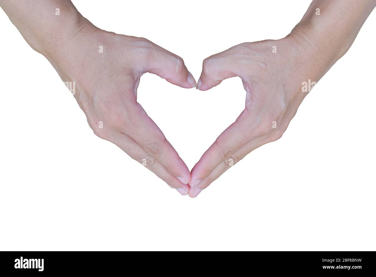Shape of a heart made by male hands, Isolated on white background Stock ...
