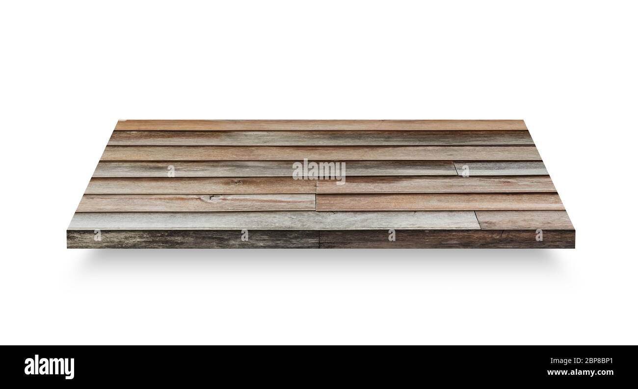 Wooden desk isolated on white background. Object with clipping path ...