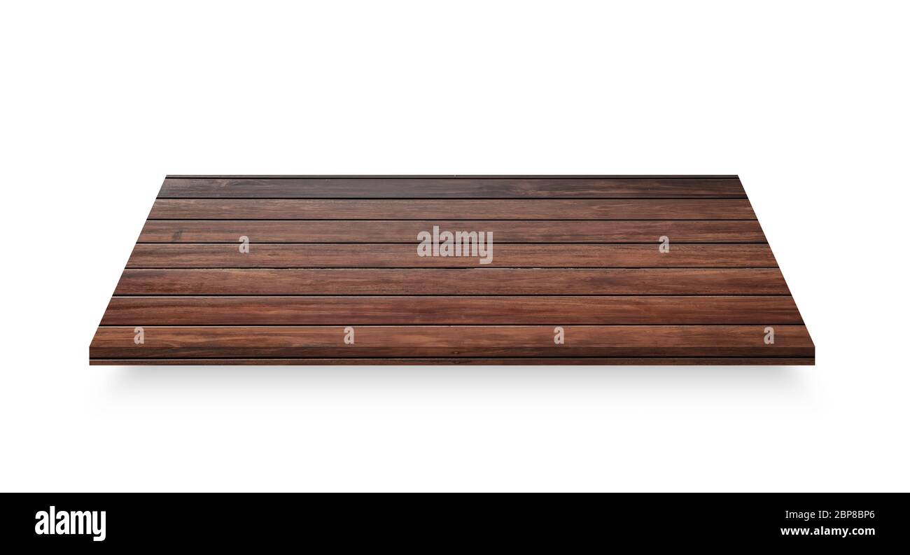 Wooden desk isolated on white background. Object with clipping path ...