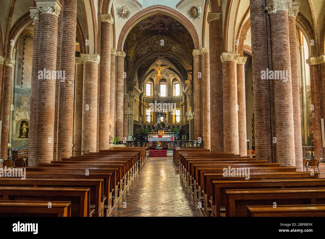 The internal nave and altar of the church san secondoin in Asti Stock ...