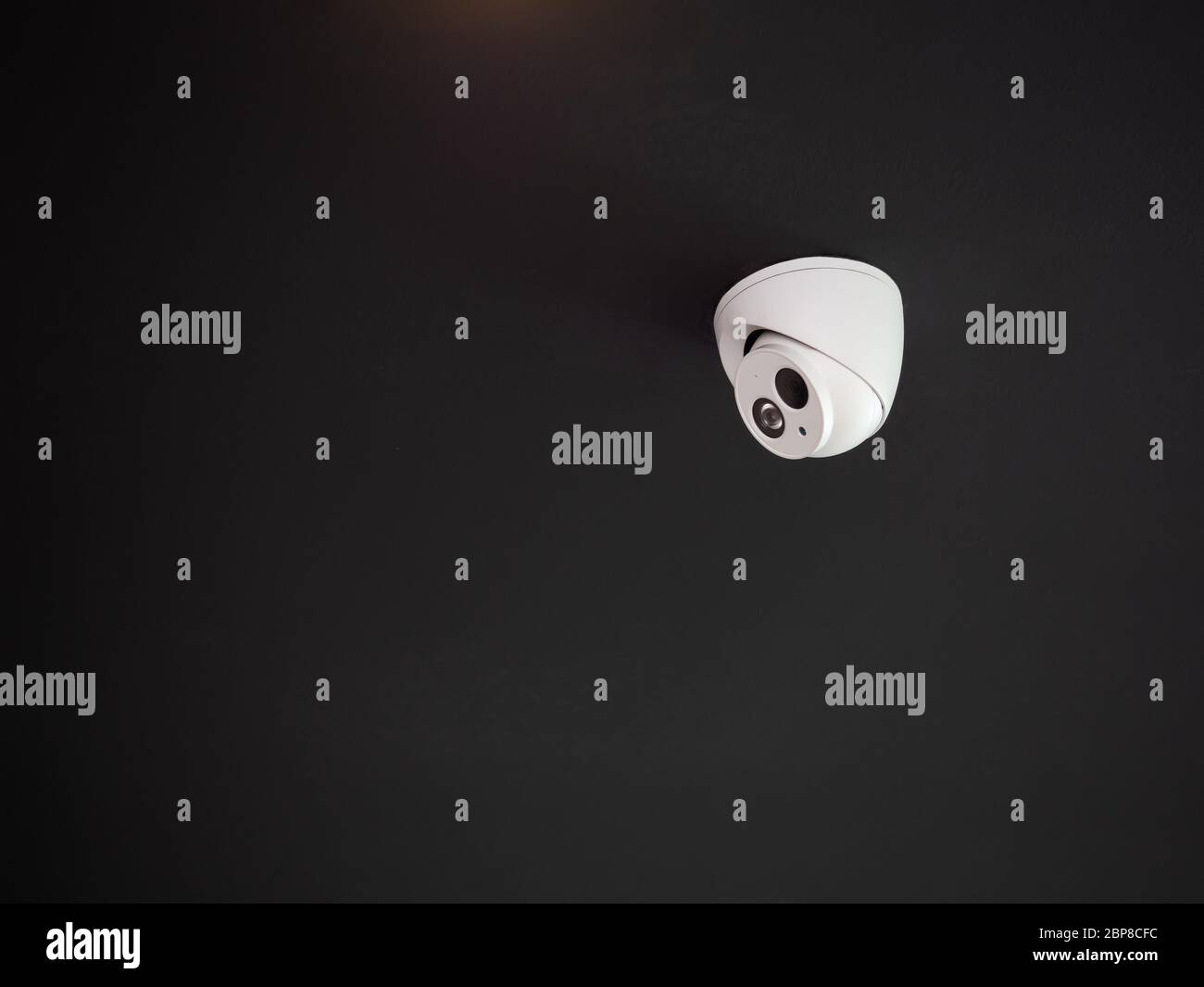 CCTV system security on black background with copy space. Surveillance ...