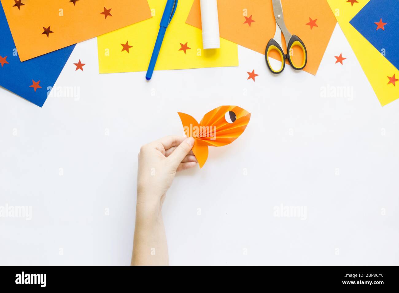 How easy to make paper fun toy fish with children at home. Step 8 ...