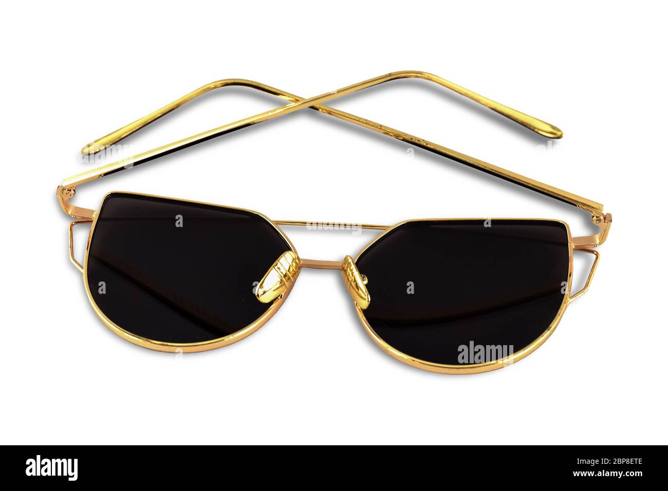 Gold edge sunglasses isolated on white background Stock Photo - Alamy