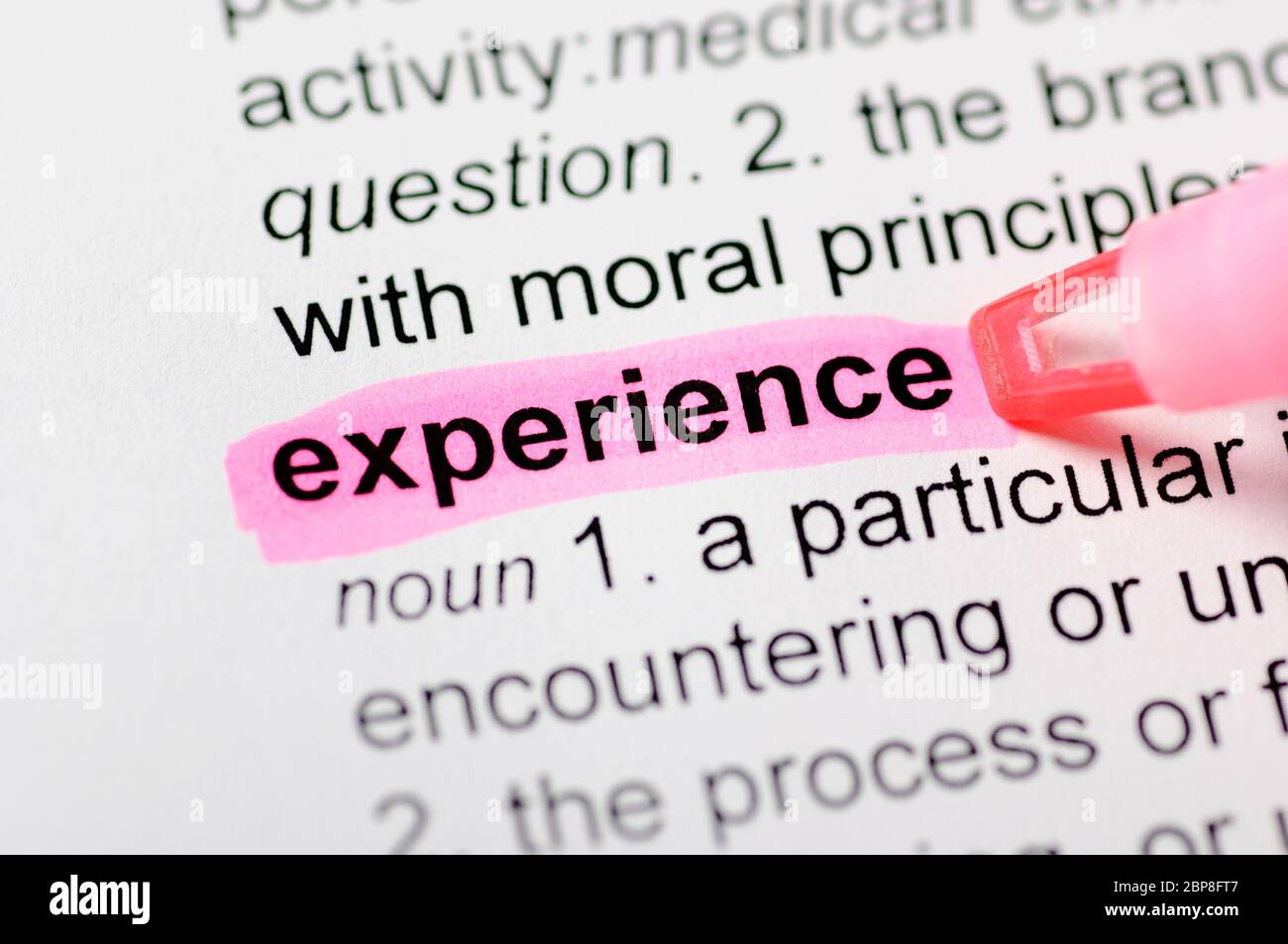 Pink marker on experience word Stock Photo - Alamy