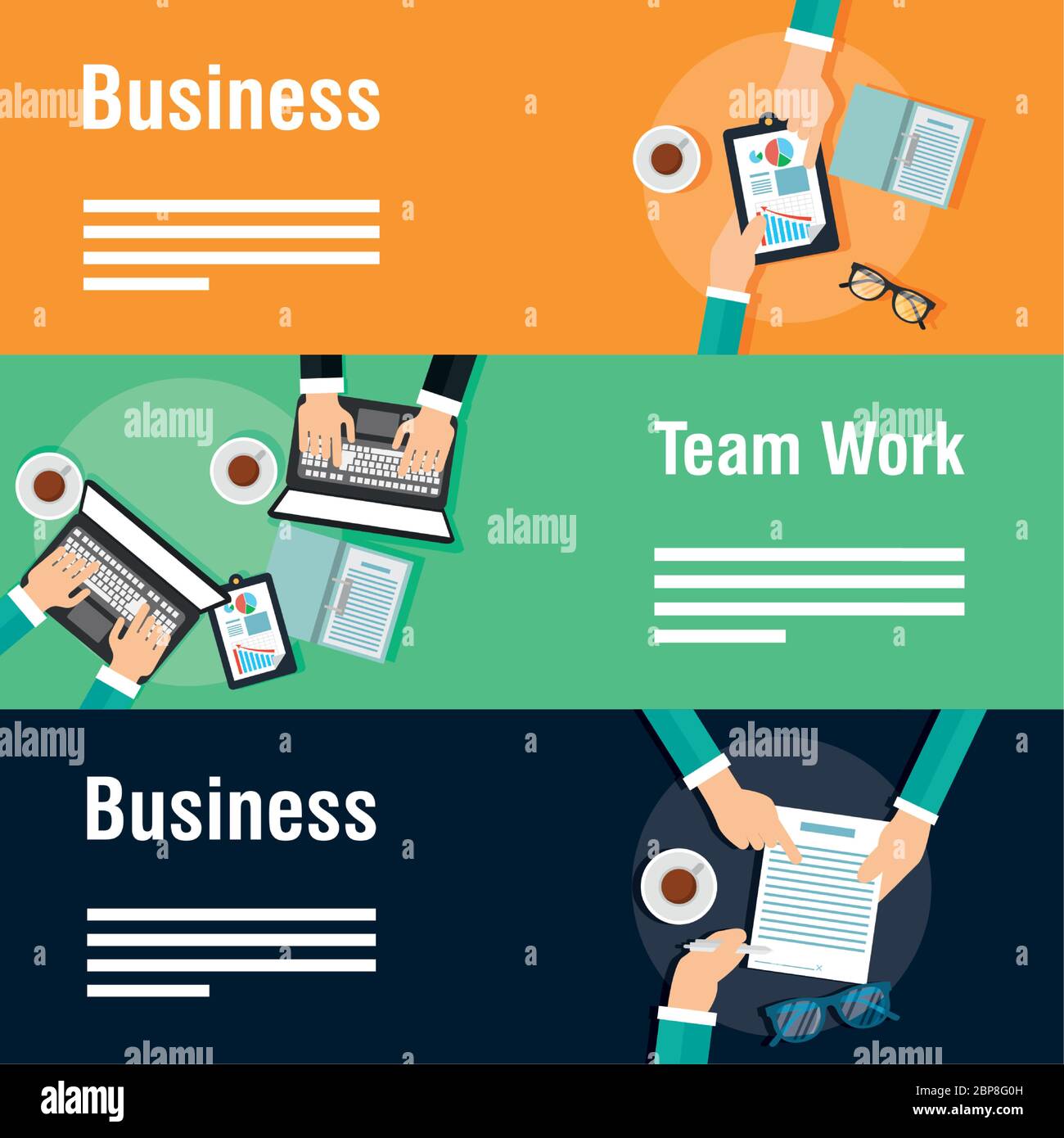 business and teamwork banners with gadgets Stock Vector Image & Art - Alamy