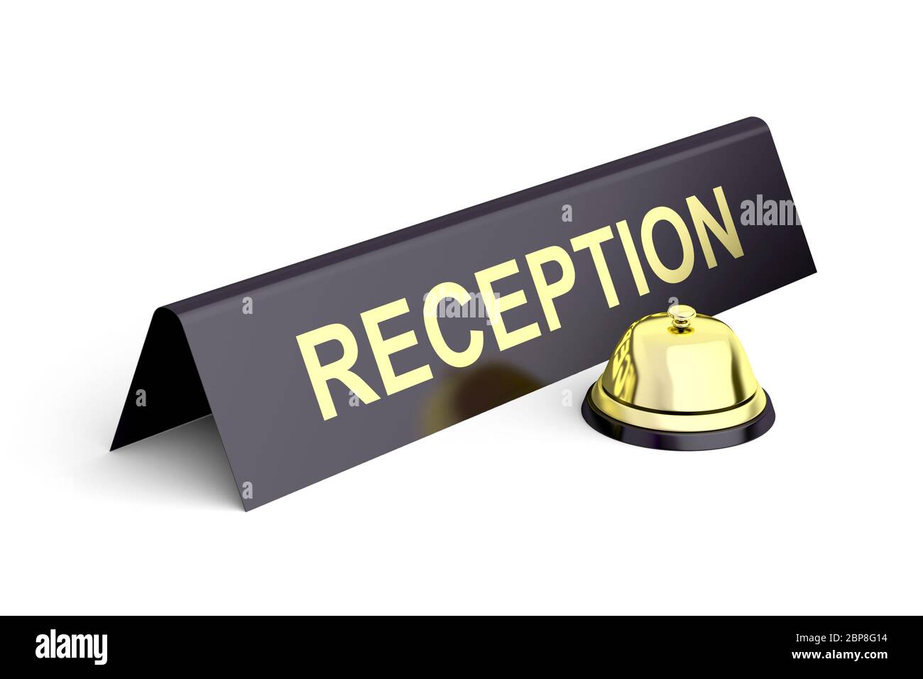 Gold reception bell and reception sign Stock Photo - Alamy