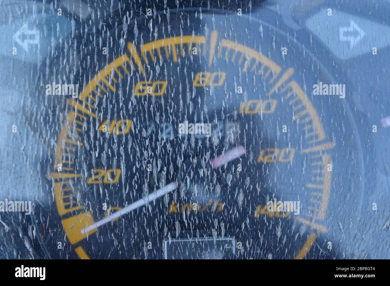 Close-up dashboard crack mileage car Stock Photo - Alamy