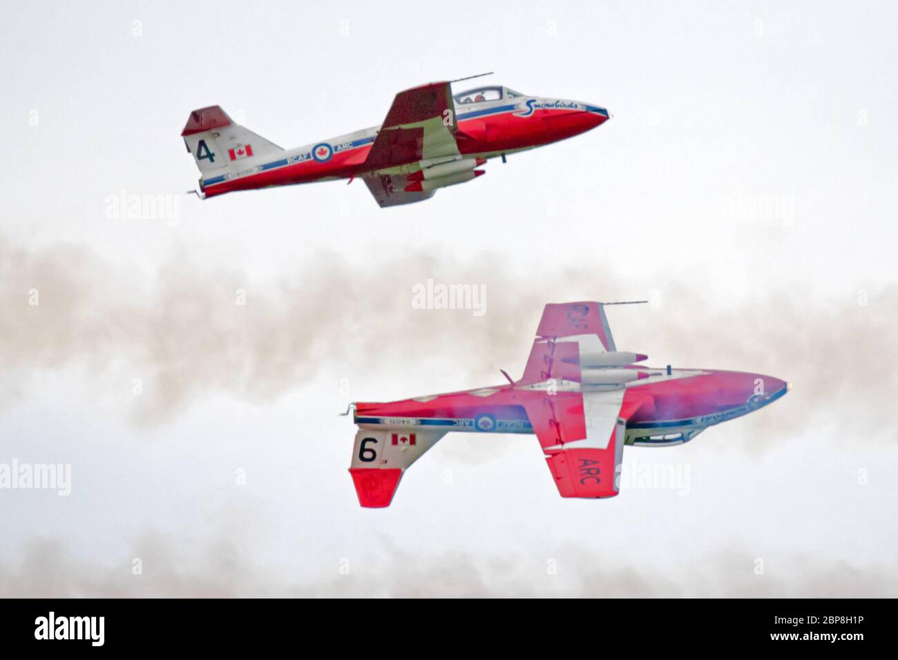 Two RCAF Snowbirds perform a demonstration at the September 2018 ...