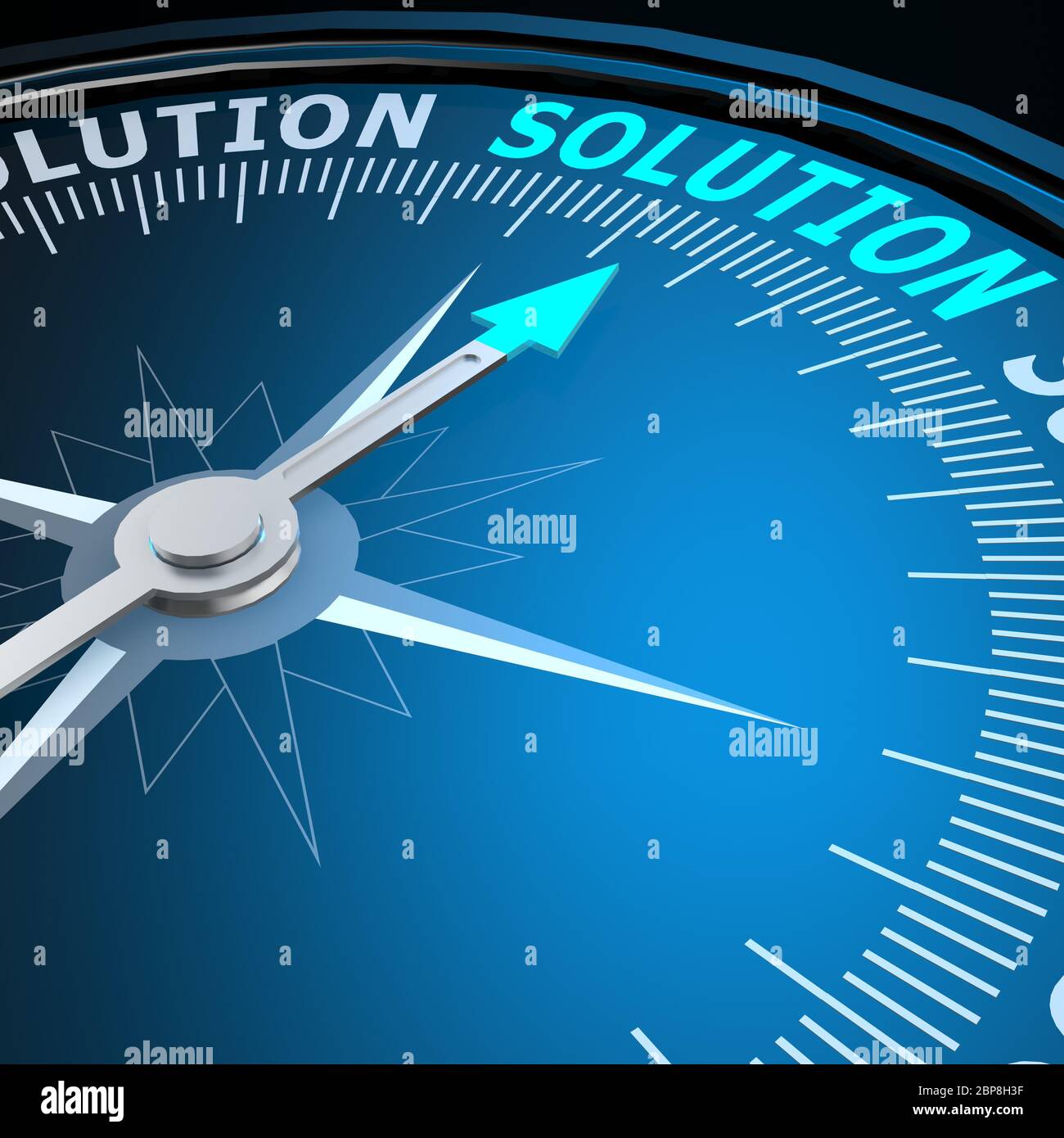 Solution word on compass image with hi-res rendered artwork that could ...