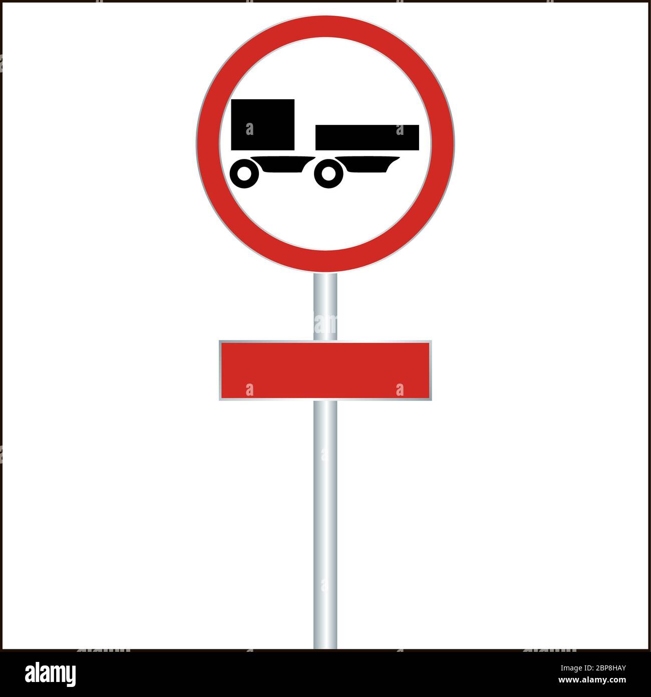 a ban on driving road sign for trucks with a trailer Stock Photo - Alamy
