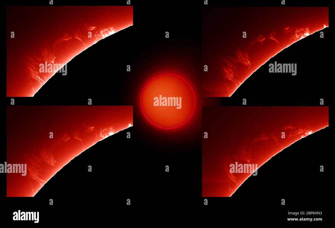 sequence of images of giant loop prominence on the solar limb on 22.5. ...