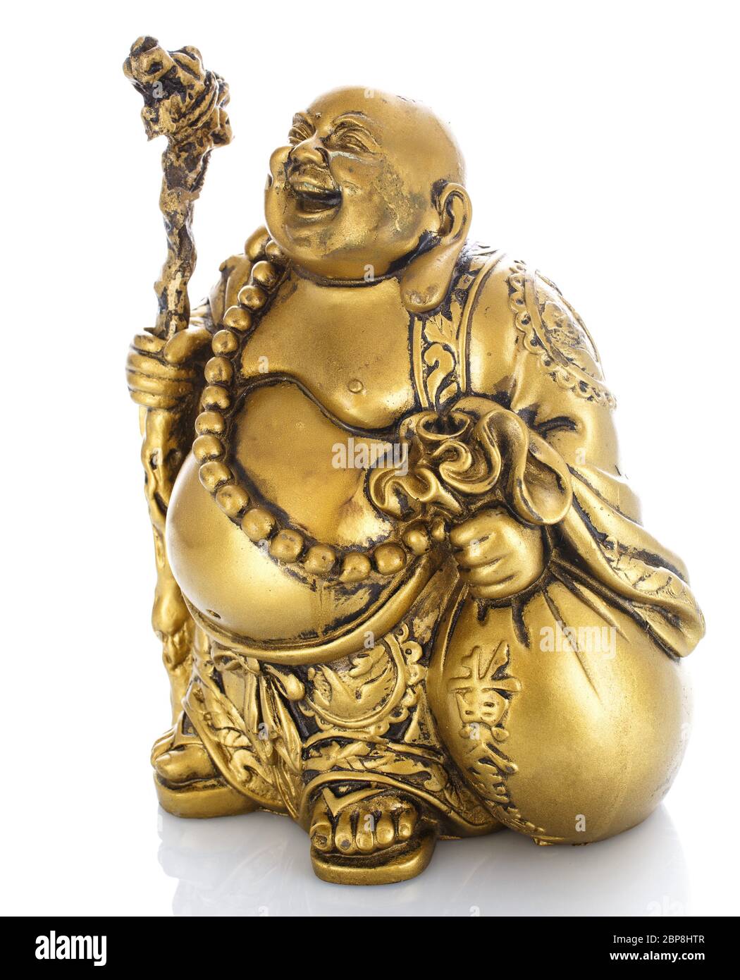 Figurine Cheerful Hotei isolated on white background Stock Photo - Alamy