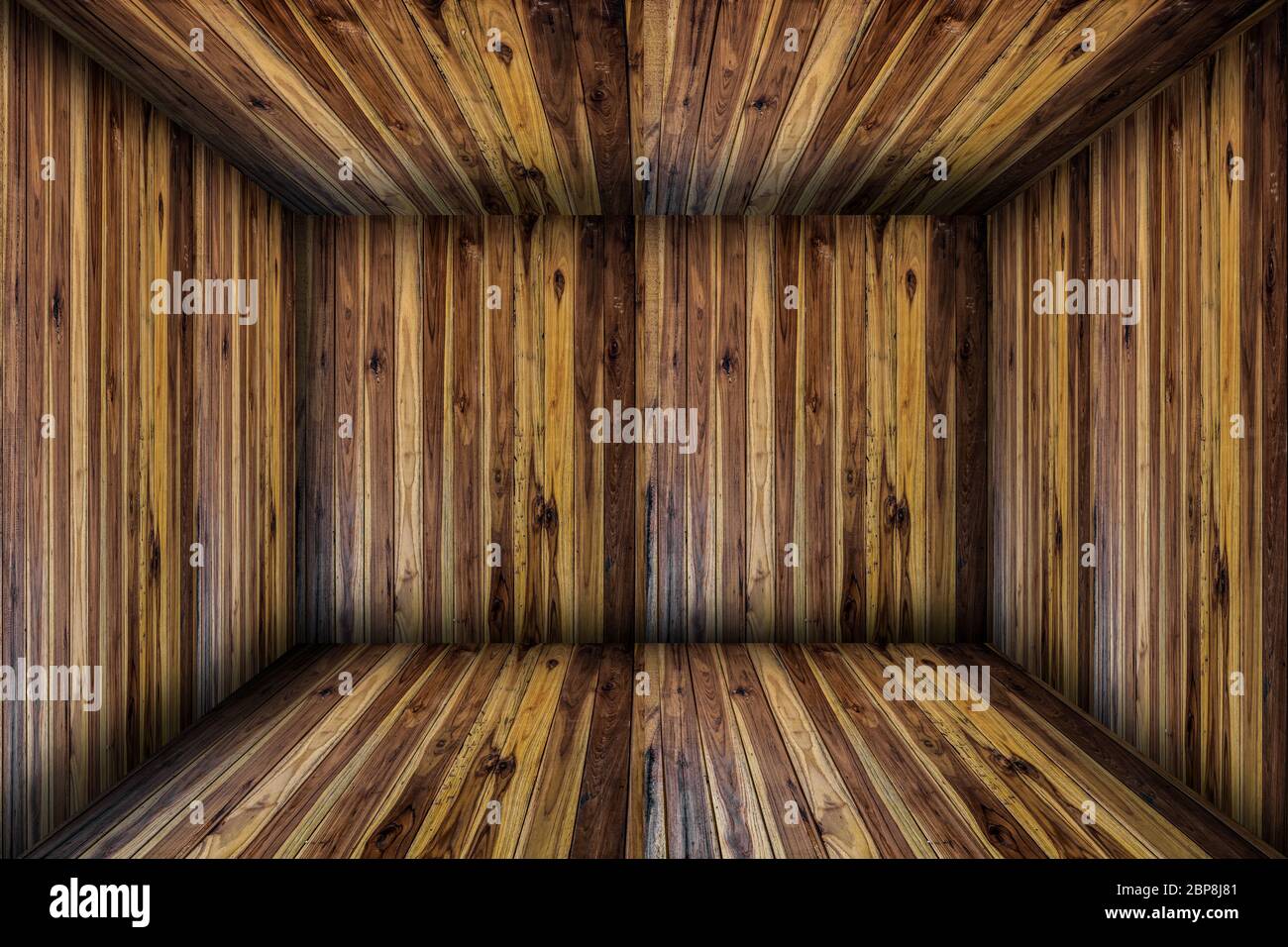 Inside an empty wooden room, wood box background. Interior vintage ...