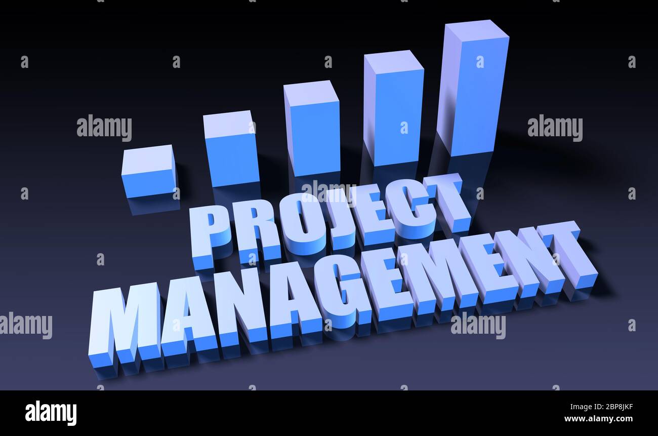 Project management graph chart in 3d on blue and black Stock Photo - Alamy
