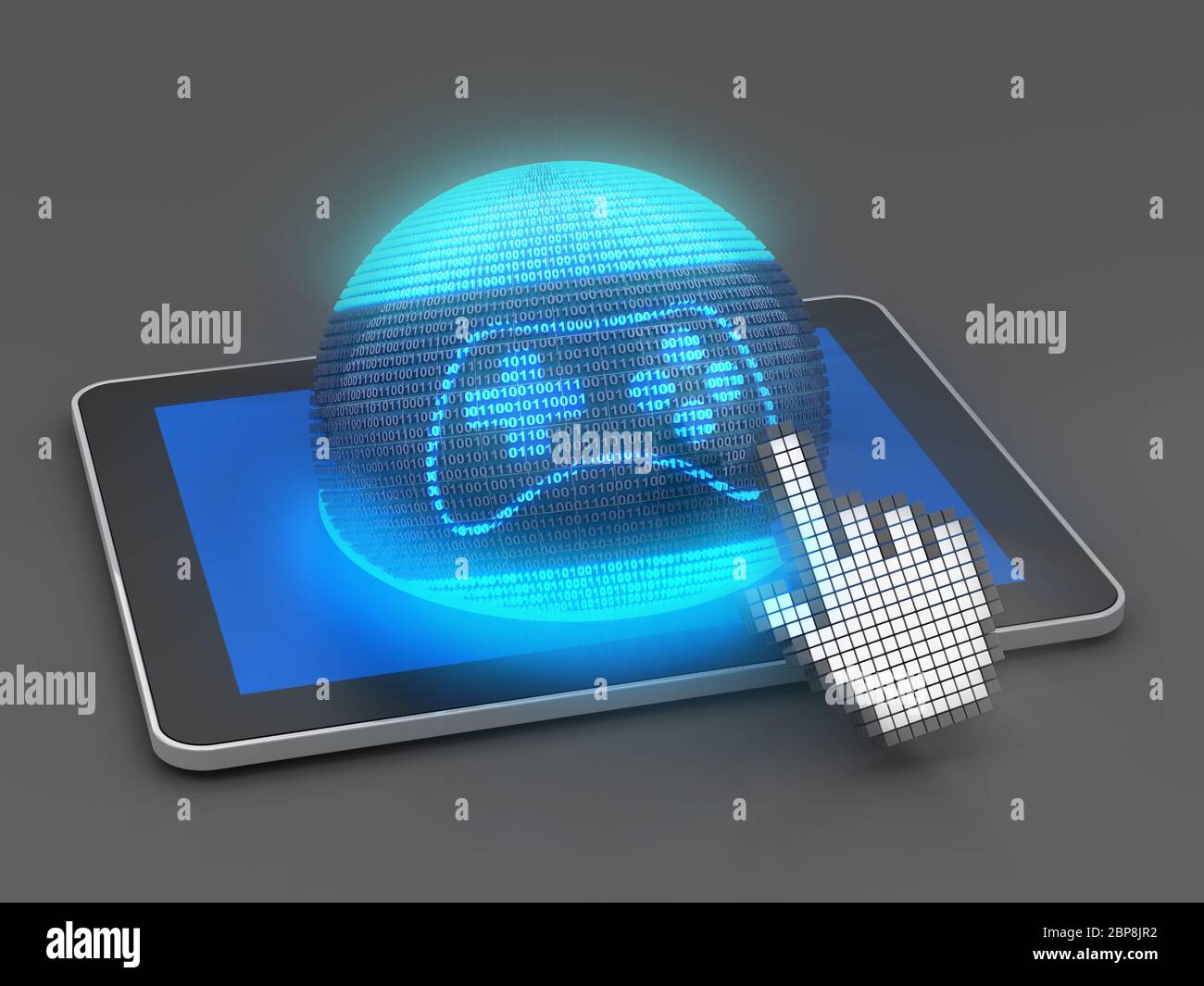 Gaming icon on a digital tablet with hand cursor, 3d render Stock Photo ...