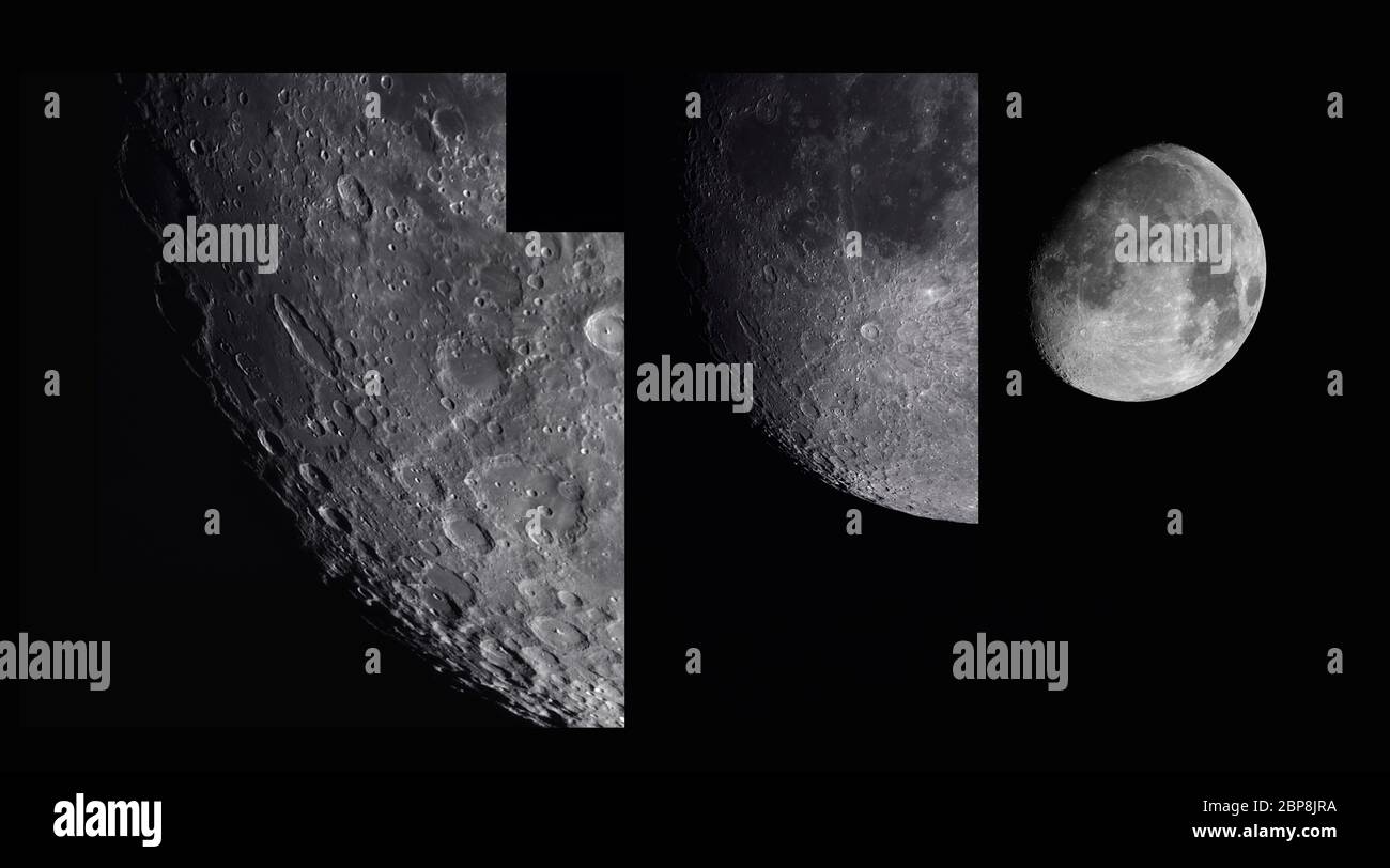 Lunar surface under different magnifications Stock Photo - Alamy