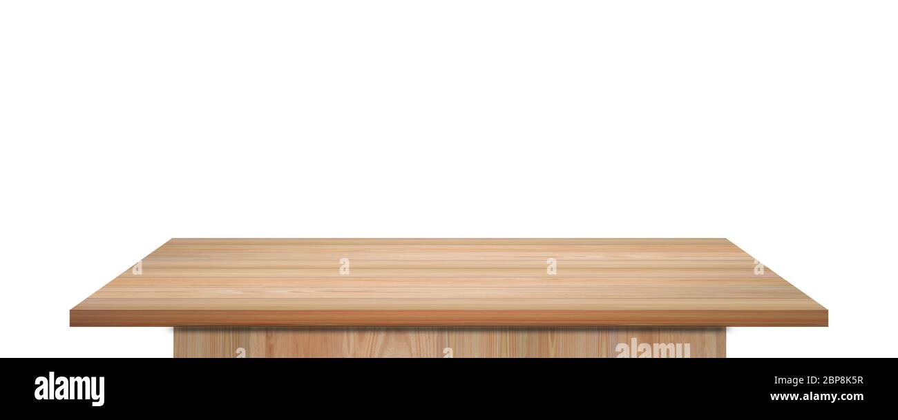 Empty wooden table top isolated on white background. with clipping path ...