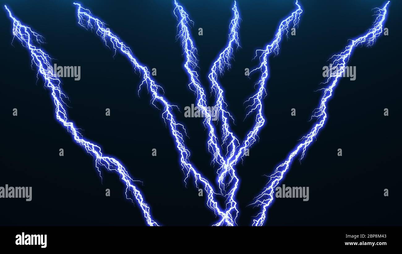 Computer graphic Different lightning bolts. 3D rendered Stock Photo - Alamy