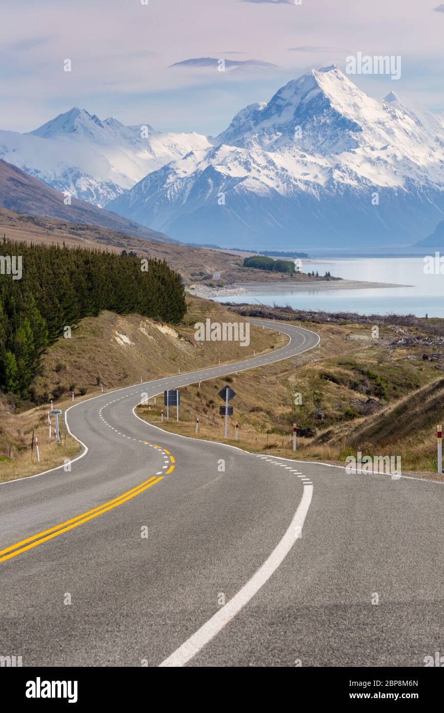 Cinematic Road to Mount Cook , New Zealand Stock Photo - Alamy