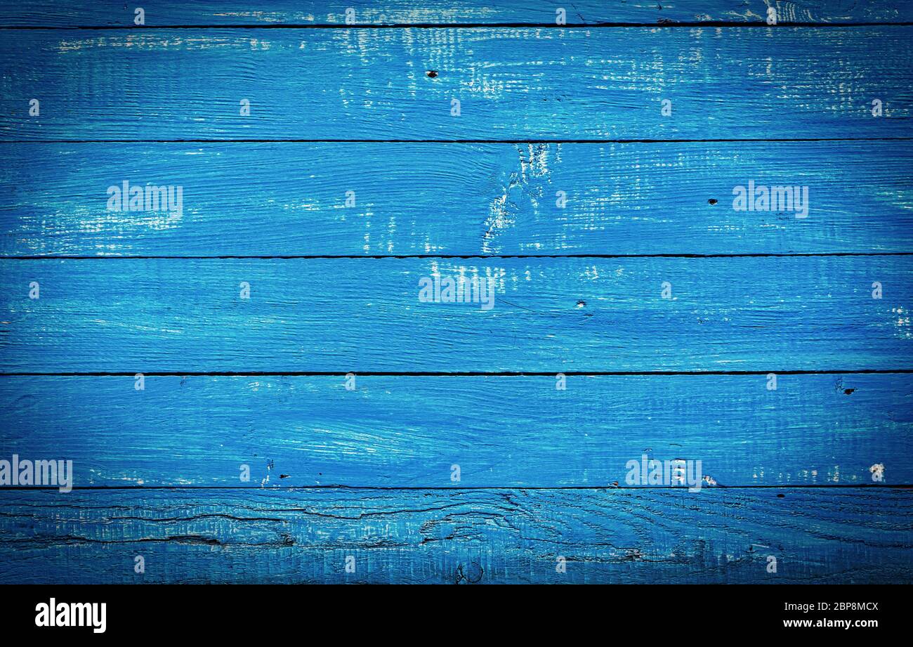 Blue wooden texture of parallel boards, scuffs and cracks Stock Photo ...