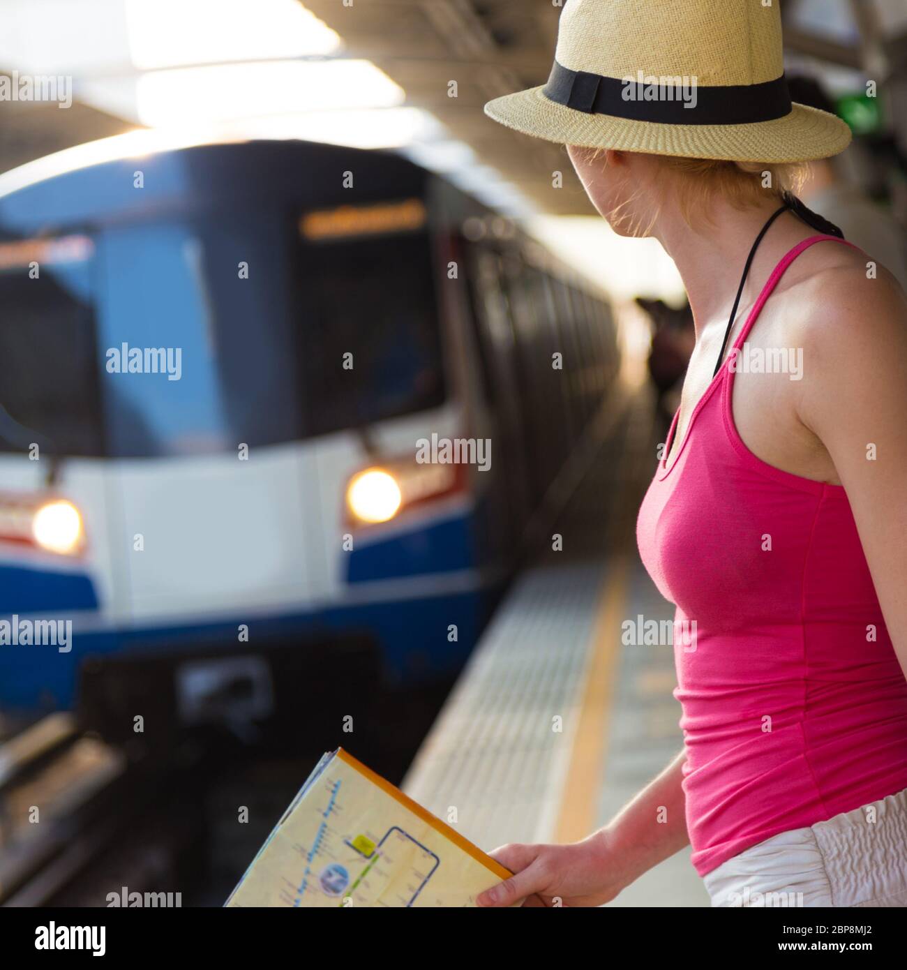 Lady on train tracks hi-res stock photography and images - Alamy