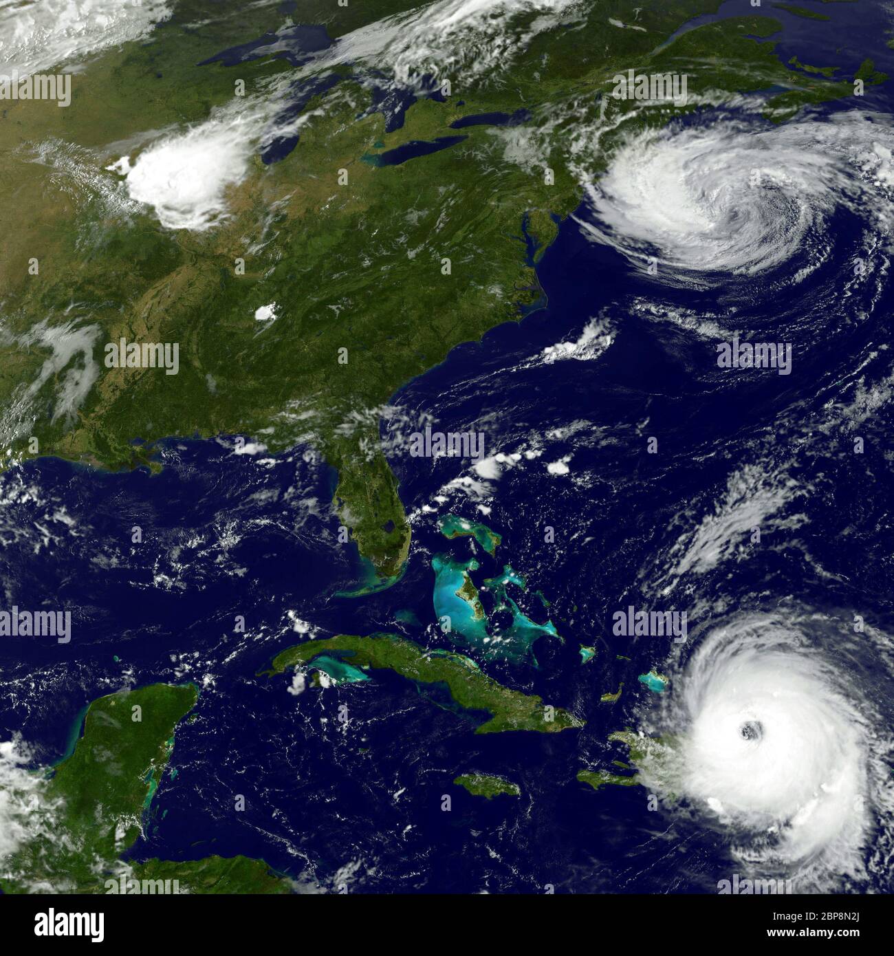 Hurricane Maria and Tropical Storm Jose - satellite image. Elements of ...