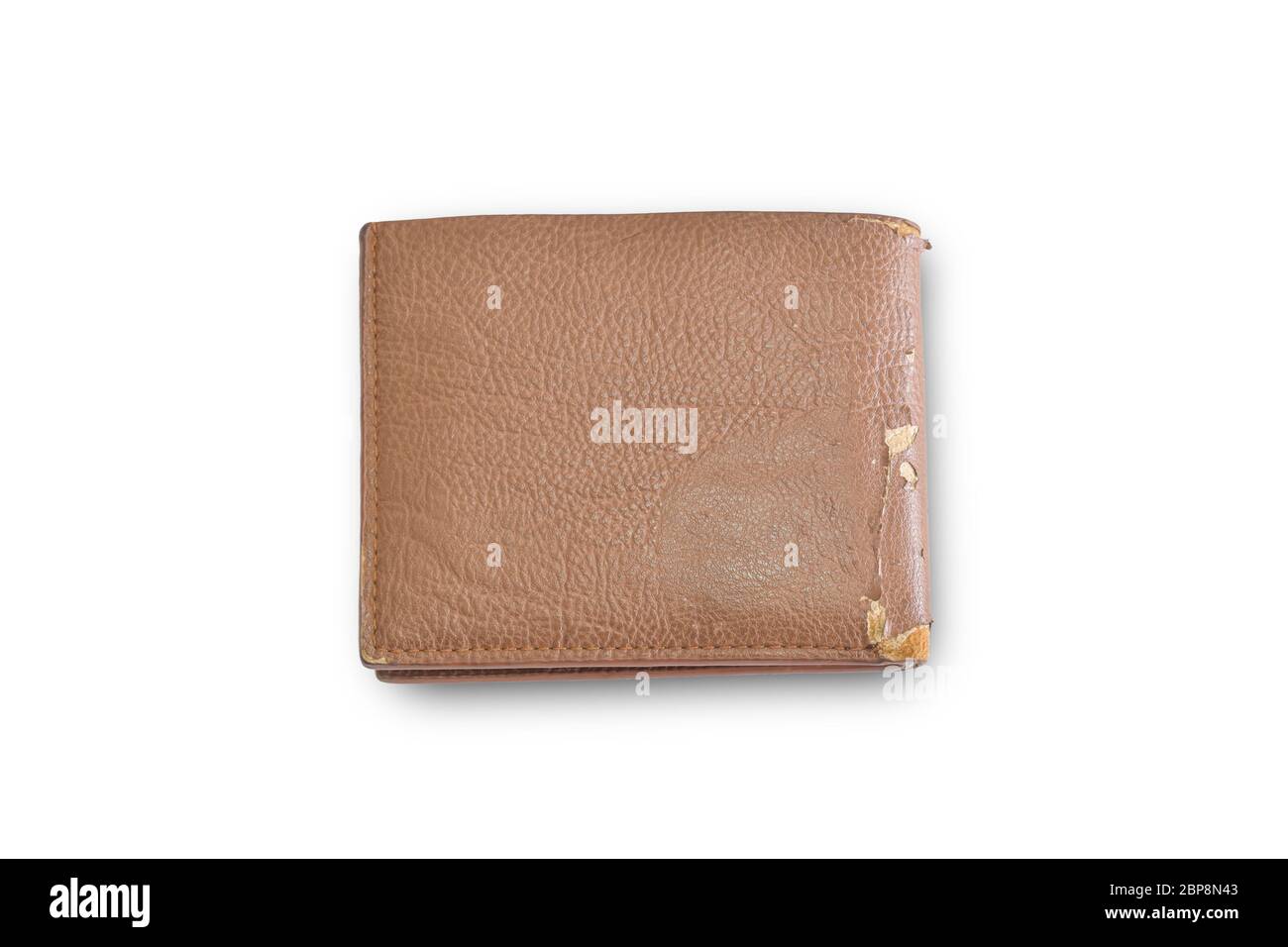 Old brown wallet isolated on white background Stock Photo - Alamy